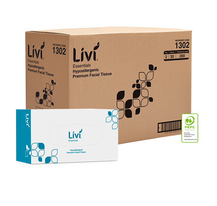 LIVI ESSENTIALS 2PLY HYPOALLERGENIC FACIAL TISSUES (CTN 30 - 200 SHEET ...