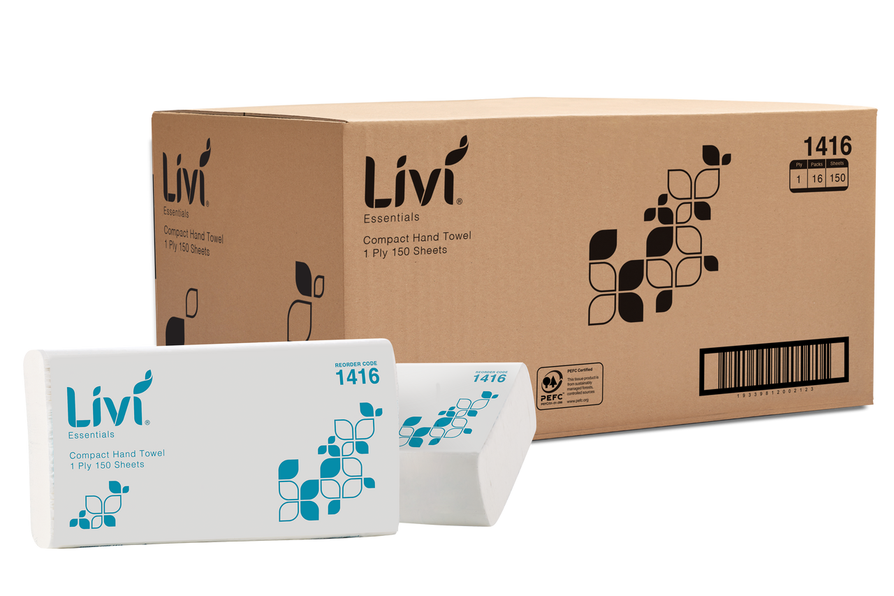 LIVI ESSENTIALS 1PLY COMPACT HAND TOWEL (CTN 16)