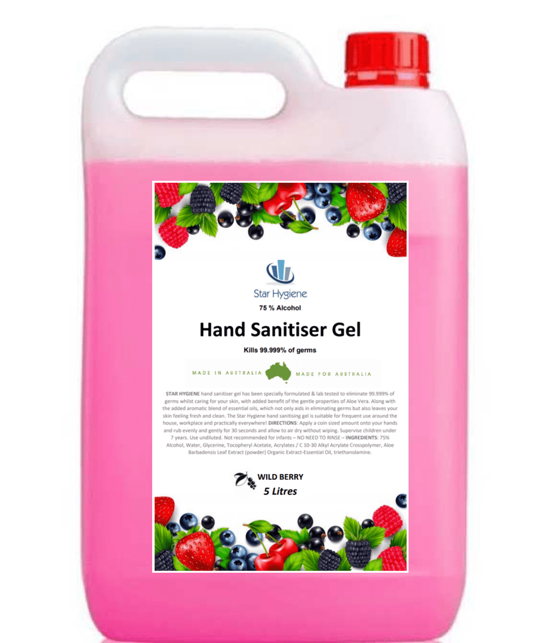 STAR HYGIENE 5L HAND SANITISER GEL - WILD BERRY - Star Hygiene